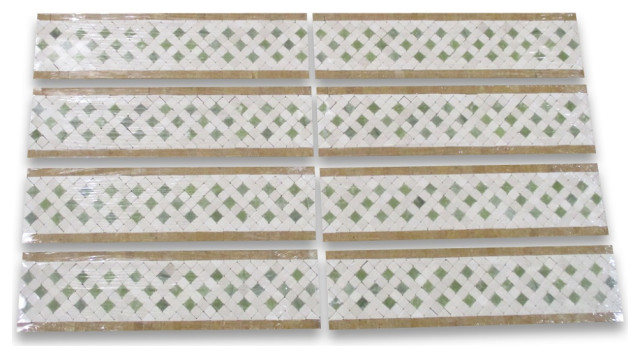 Marble Mosaic Border Listello Insert Tile Inca Antique 3.25x12 Tumbled ...