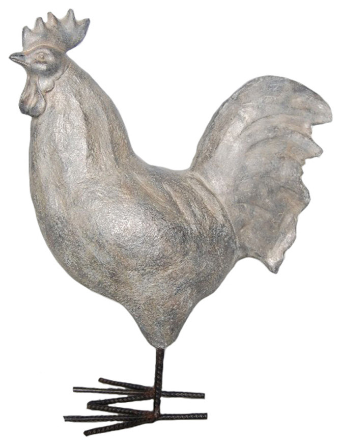 Visually Arousing decorative Resin Rooster, Silver - Farmhouse ...