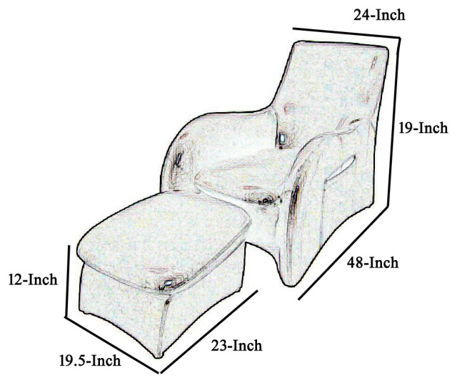 Benzara BM94730 Sofa With Sloped Armrests and Separate Leg Rest, Dark ...