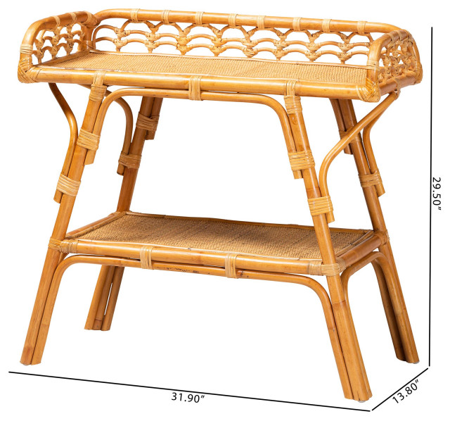 Jodie Natural Rattan 2-Tier Console Table - Tropical - Console Tables ...