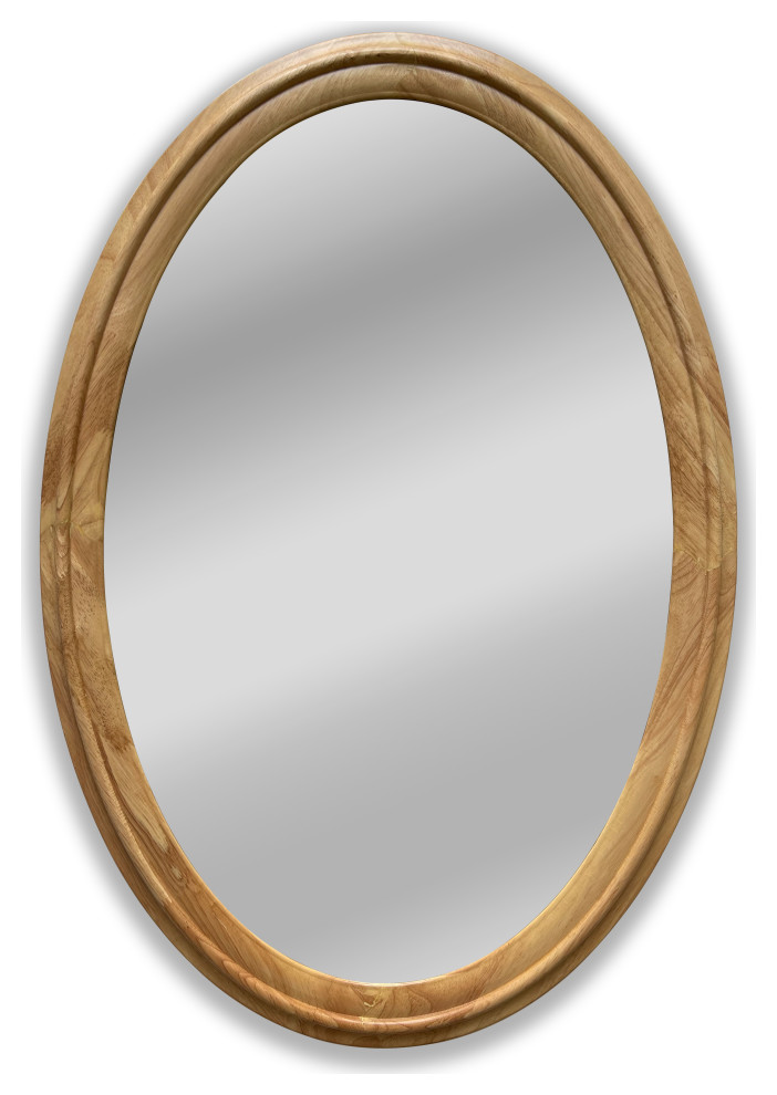Chloe's Reflection Contemporary Maple Wood Oval Framed Wall Mirror, 34 ...