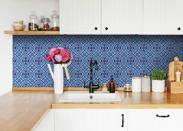 5" X 5" Blue Bali Removable Peel and Stick Tiles - Contemporary - Wall ...