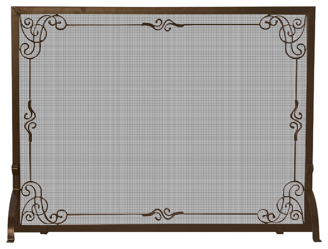 Single Panel Bronze Screen - Mediterranean - Fireplace Screens - by ...