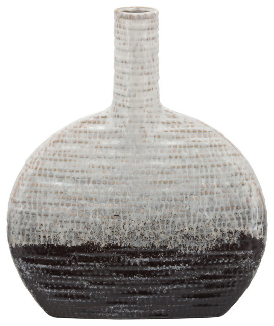 14" Textured Oval 2-Tone Vase, Beige - Transitional - Vases - by ...