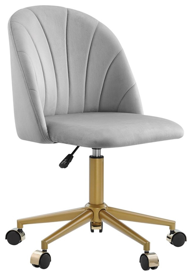 Linon Alyssa Upholstered Adjustable Swivel Desk Chair Gold Legs in ...