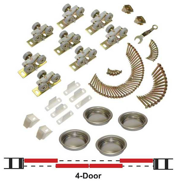 4 Panels Shaker Bypass Sliding Closet Door with Mirror Insert, 96"x96 ...