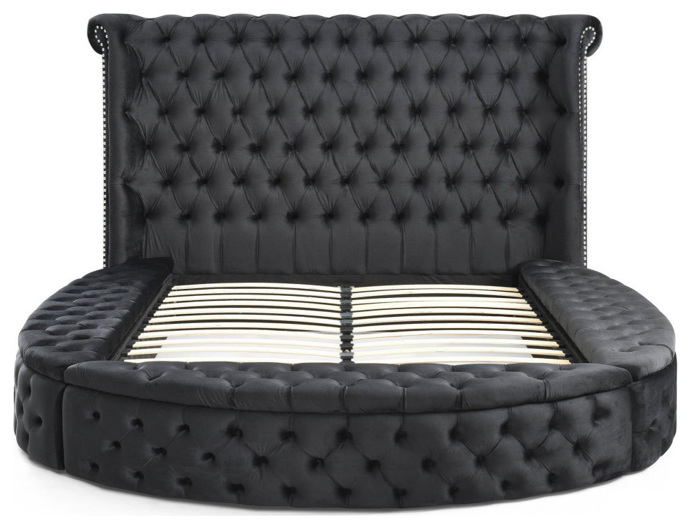 Better Home Products Elizabeth Upholstered Round Storage King Bed in ...