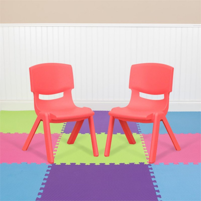 Flash Furniture 10.5" Plastic Stackable Preschool Chair in Red (Set of ...