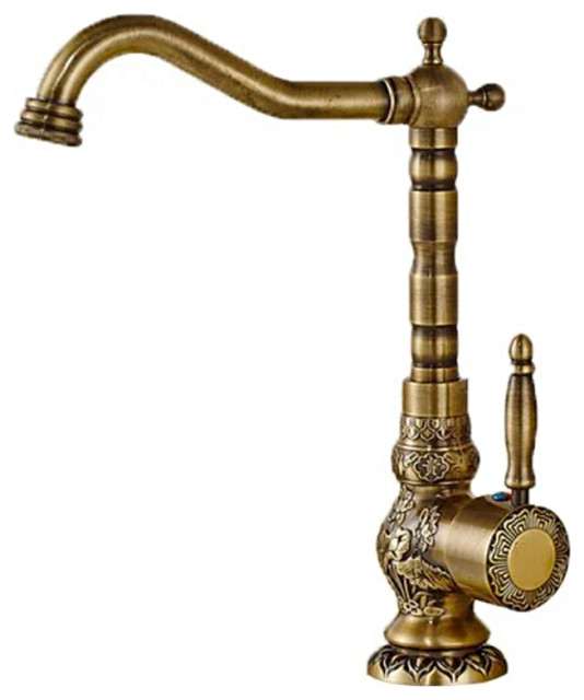 Antique Brass Single Handle Faucet - Traditional - Kitchen Faucets - by ...