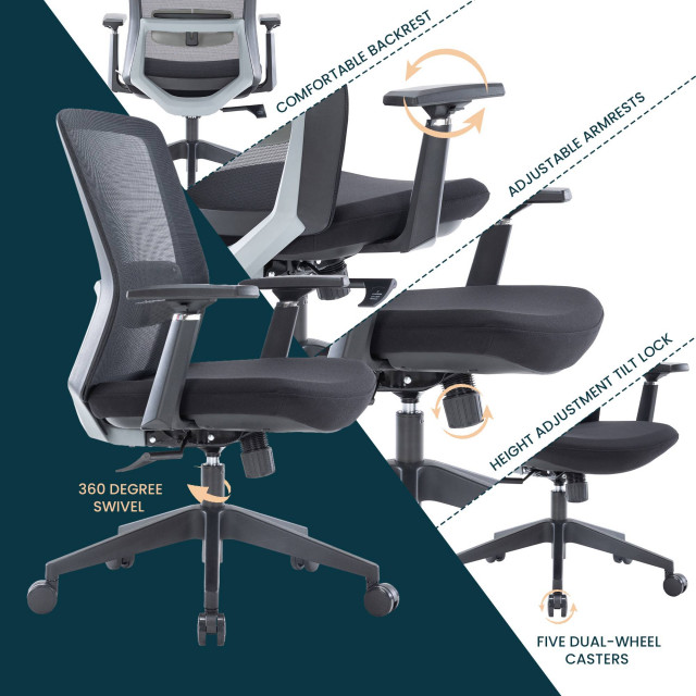 LeisureMod Ingram Modern Mesh Office Task Chair With Adjustable ...