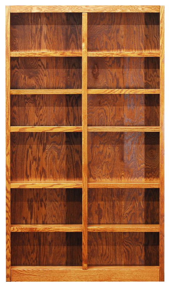Concepts in Wood Double Wide Bookcase, 12 Shelves, Dry Oak Finish ...