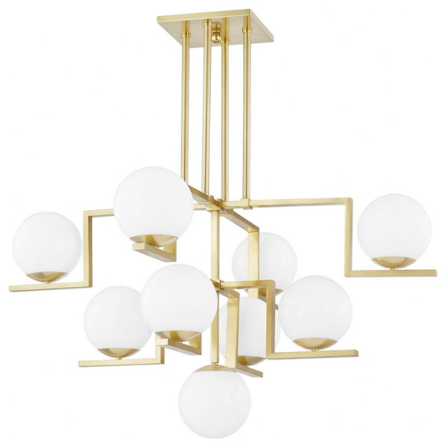 Modern Contemporary Nine Light Chandelier Aged Brass 9 Light Chandelier ...