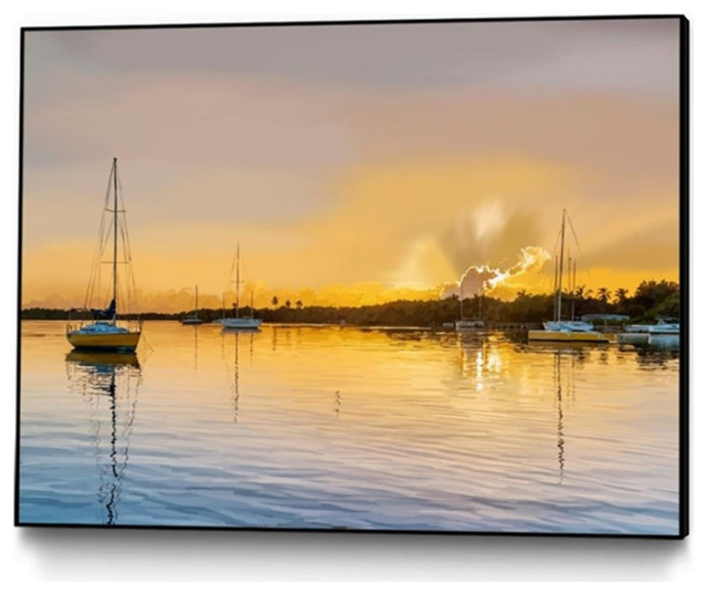 Giant Art Canvas 24x18 In the Golden Light IV Framed in Yellow - Beach ...