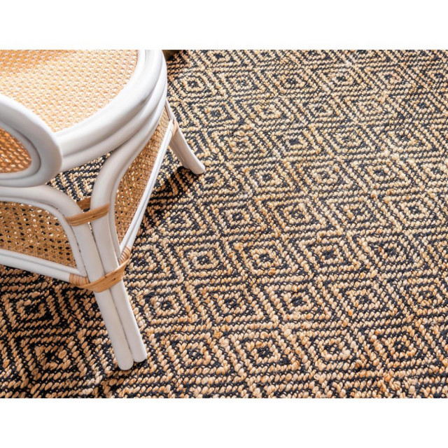 Rug Unique Loom Braided Jute Natural/Black Rectangular 3' 3 x 5' 0 ...