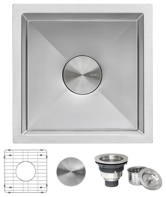 15" Undermount Bar Prep 16 Gauge Kitchen Sink - Modern - Bar Sinks - by ...