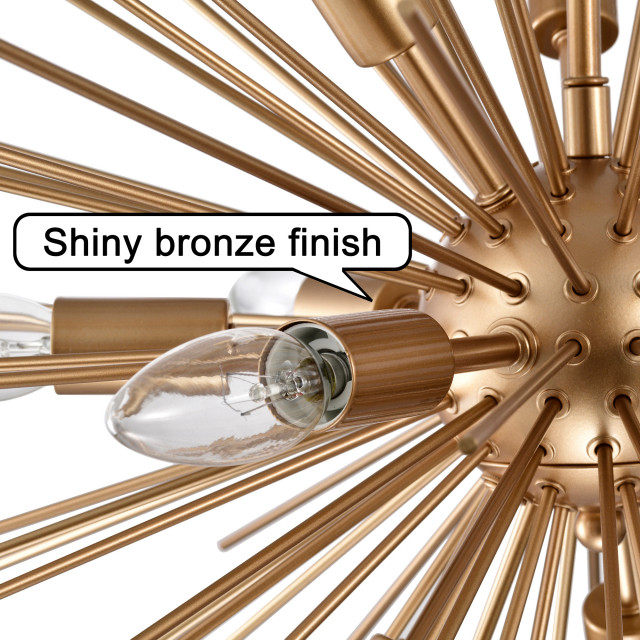 Polly 12-Light Shiny Bronze Sputnik Sphere Chandelier - Midcentury ...