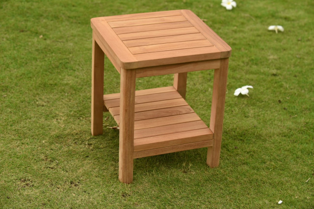 Outdoor Teak Patio Dublin Shower Spa Bench with Bottom Shelf - Dublin ...