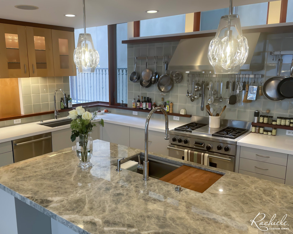 36" Custom Stainless Workstation Sinks by Rachiele - Contemporary ...