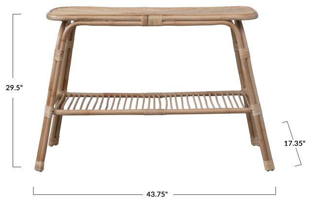 Hand-Woven Rattan Console Table With Shelf - Tropical - Console Tables ...