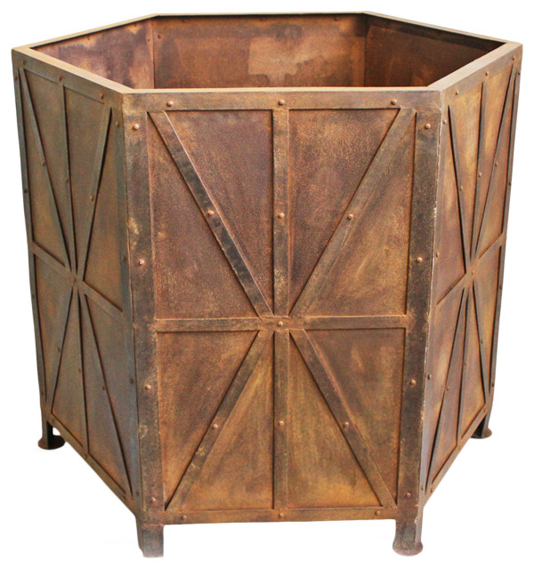 Rusted Iron Planter Box Large - Industrial - Outdoor Pots And Planters ...