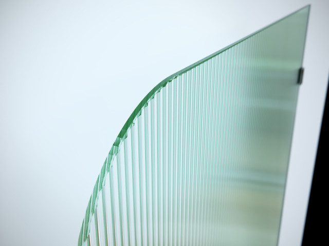 30 in. x 78 in. Frameless Shower Door, Single Fixed Panel Fluted Radius ...