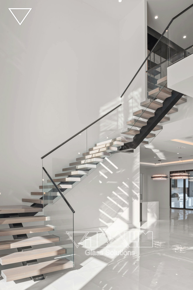 Floating staircase with glass railings - Modern - Staircase - Orlando ...
