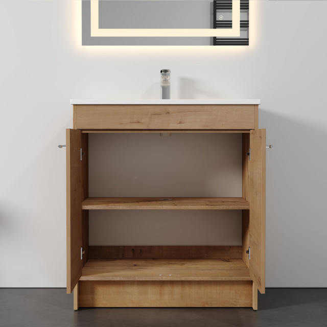 Jenny Oak Natural Vanity Kit, 30" Wide - Contemporary - Bathroom ...