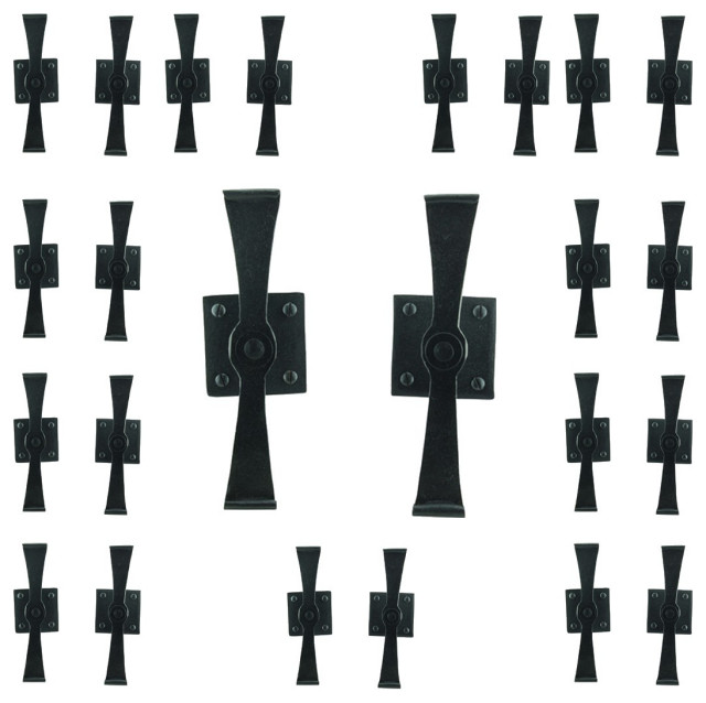 Pair Shutter Dog Black Wrought Iron Propelier Wood | - Traditional ...