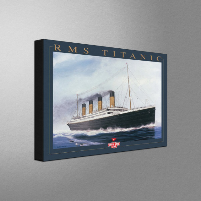 RMS Titanic Gold Letters Canvas Print by Artist Richard DeRosset, 09 ...