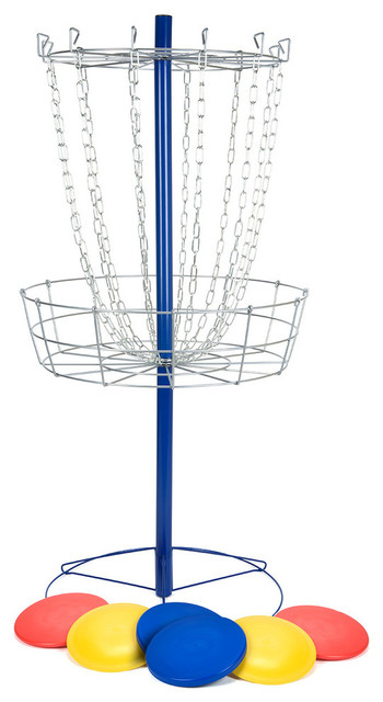 Metal Disc Frisbee Golf Goal Set With 6 Discs - Contemporary - Outdoor ...