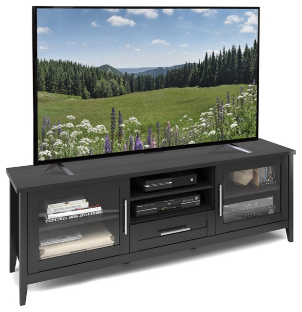Jackson Black Engineered Wood TV Stand with Open/Closed Storage - TVs ...