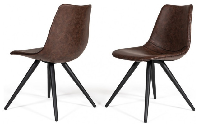 Set of Two Brown Modern Dining Chairs - Midcentury - Dining Chairs - by ...