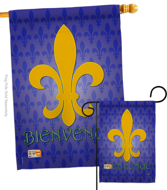 Bienvenue Interests Fleur De Lys Flags Set, 28" X 40" X 0.1" - Modern ...