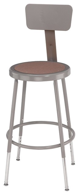 National Public Seating Adjustable Steel Stool With Backrest, 19-27 ...