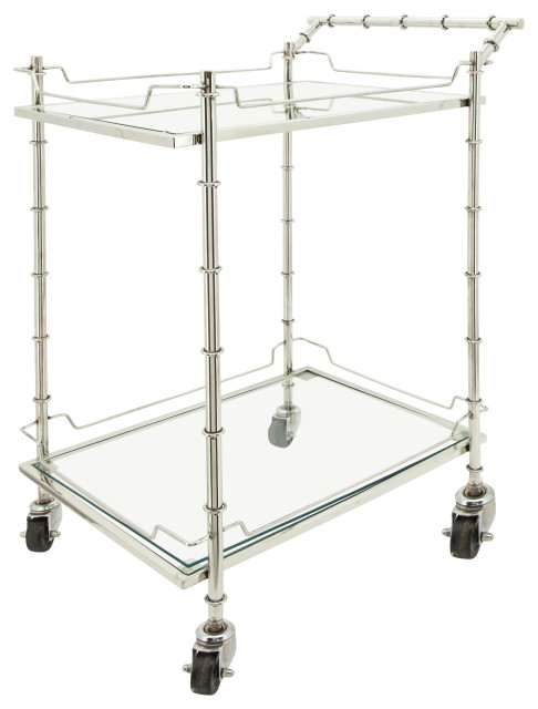 Two Tier 30" Rolling Bar Cart, Silver, 22x16x30" - Asian - Bar Carts ...