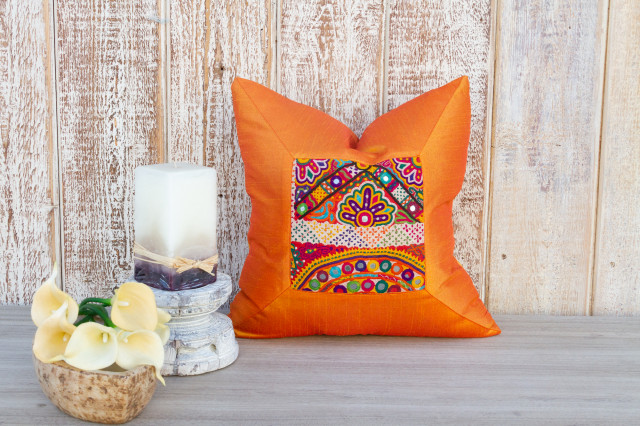 Hiral Indian Silk Decorative Pillow - Contemporary - Decorative Pillows ...