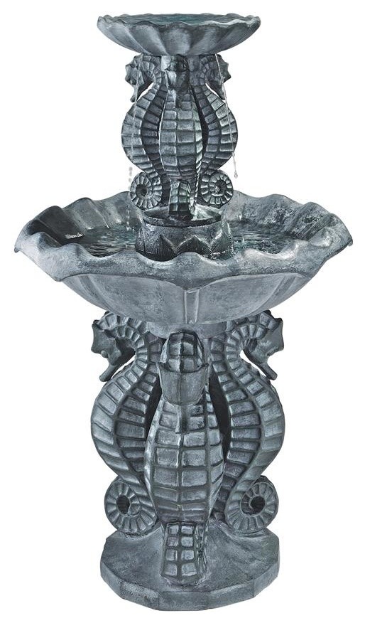 Spirit Of The Ocean Seahorse Fountain Frt - Beach Style - Outdoor ...
