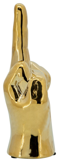 8" Dirty Finger Sign, Gold - Contemporary - Decorative Objects And ...
