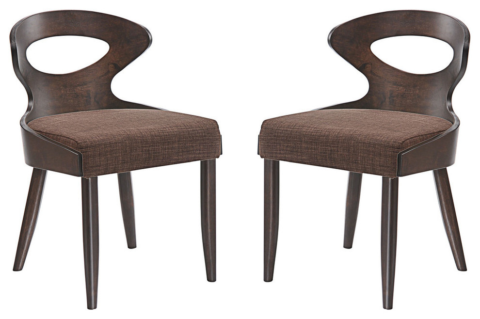 Modern Contemporary Dining Side Chair Set of 2, Beige, Fabric, Wood ...