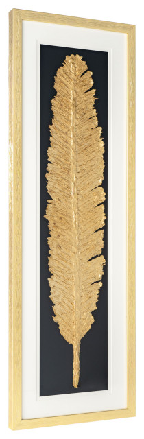 Metallic Feather 16"x48" Gold and Black Shadow Box - Contemporary ...