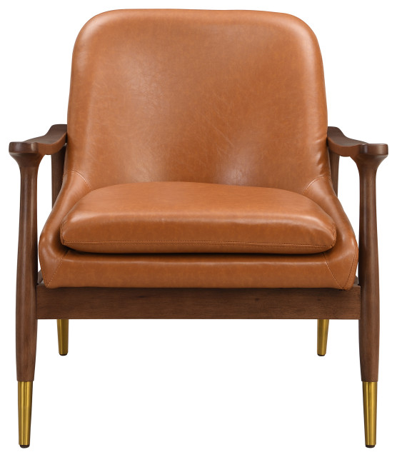 GDF Studio Mid-Century Modern Faux Leather Accent Chair - Midcentury ...