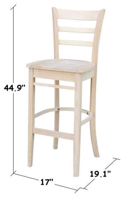Emily Bar height Stool, Unfinished - Farmhouse - Bar Stools And Counter ...