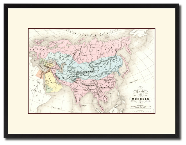 Mongolian Empire Asia Vintage Antique Map Wall Art, 16"x21 ...