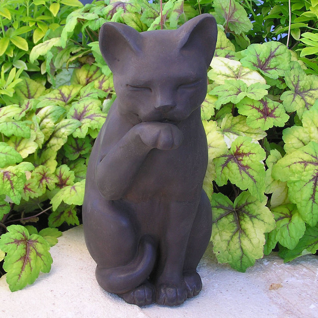 Contented Cat Garden Statue - Contemporary - Garden Statues And Yard ...