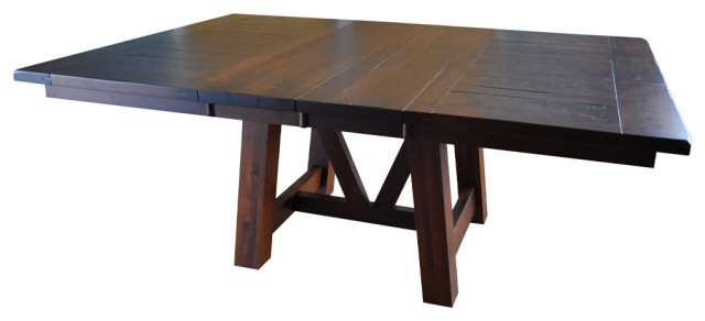 Hawthorne Rustic Cherry Square Extendable Dining Table, 72x72 2 Leaves ...