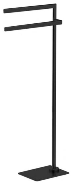 Matte Black Free Standing Towel Stand, Rectangular Base - Modern ...