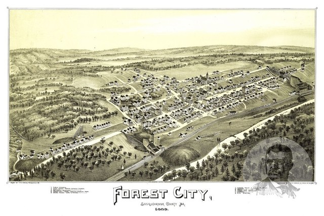 Old Map of Forest City Pennsylvania 1889, Vintage Map Art Print, 24"x36 ...
