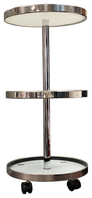 New Spec Three Tier Glass Utility Cart in Chrome - Contemporary ...