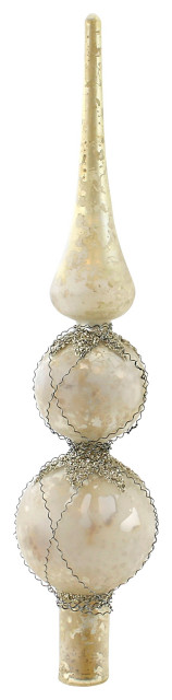 Tree Topper Finial White Indent Tree Topper Glass Gilded Wire Christmas ...