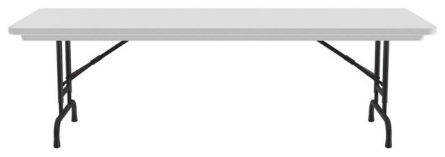 Correll Plastic Resin Folding Table with Adjustable Height in Gray ...